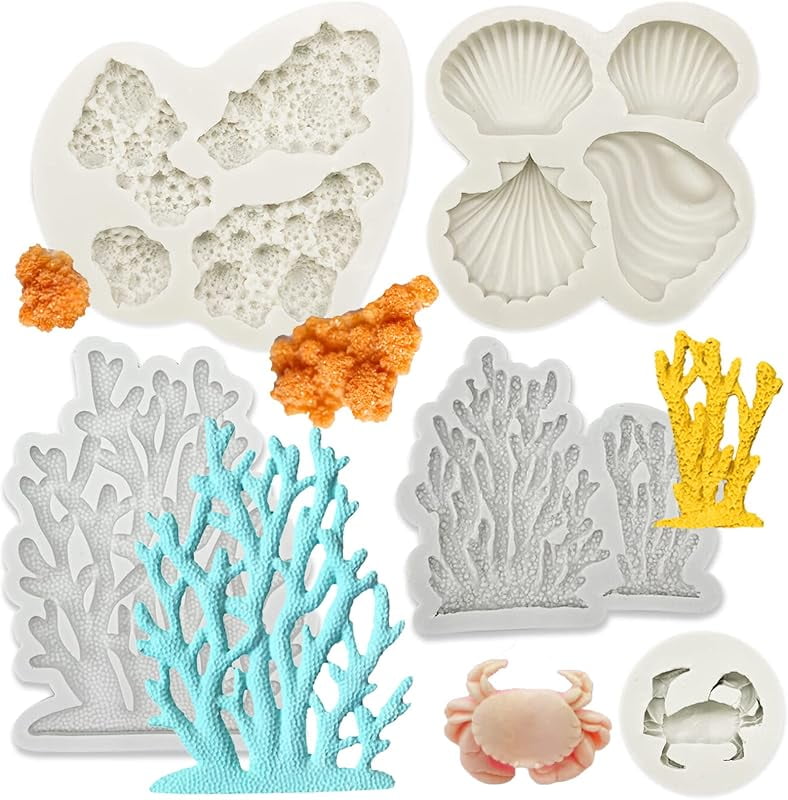 3 PCS Marine Theme Cake Fondant Silicone Mold Seashell Conch Starfish ...