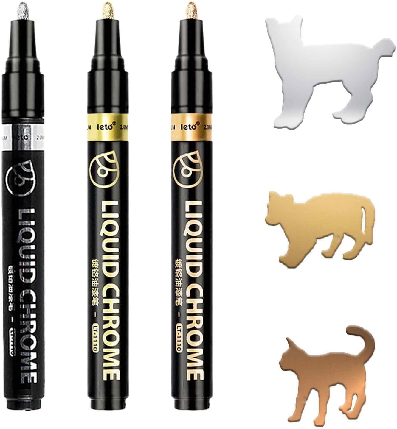 3 PCS Metallic Paint Pens, Chrome Metallic Markers, Waterproof Pens ...