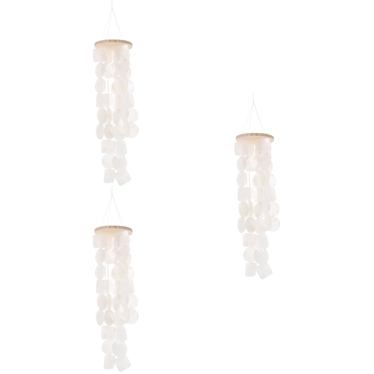 3 PCS Mirror Shell Wind Chimes Decorative Bell Gift Memorial Patio ...