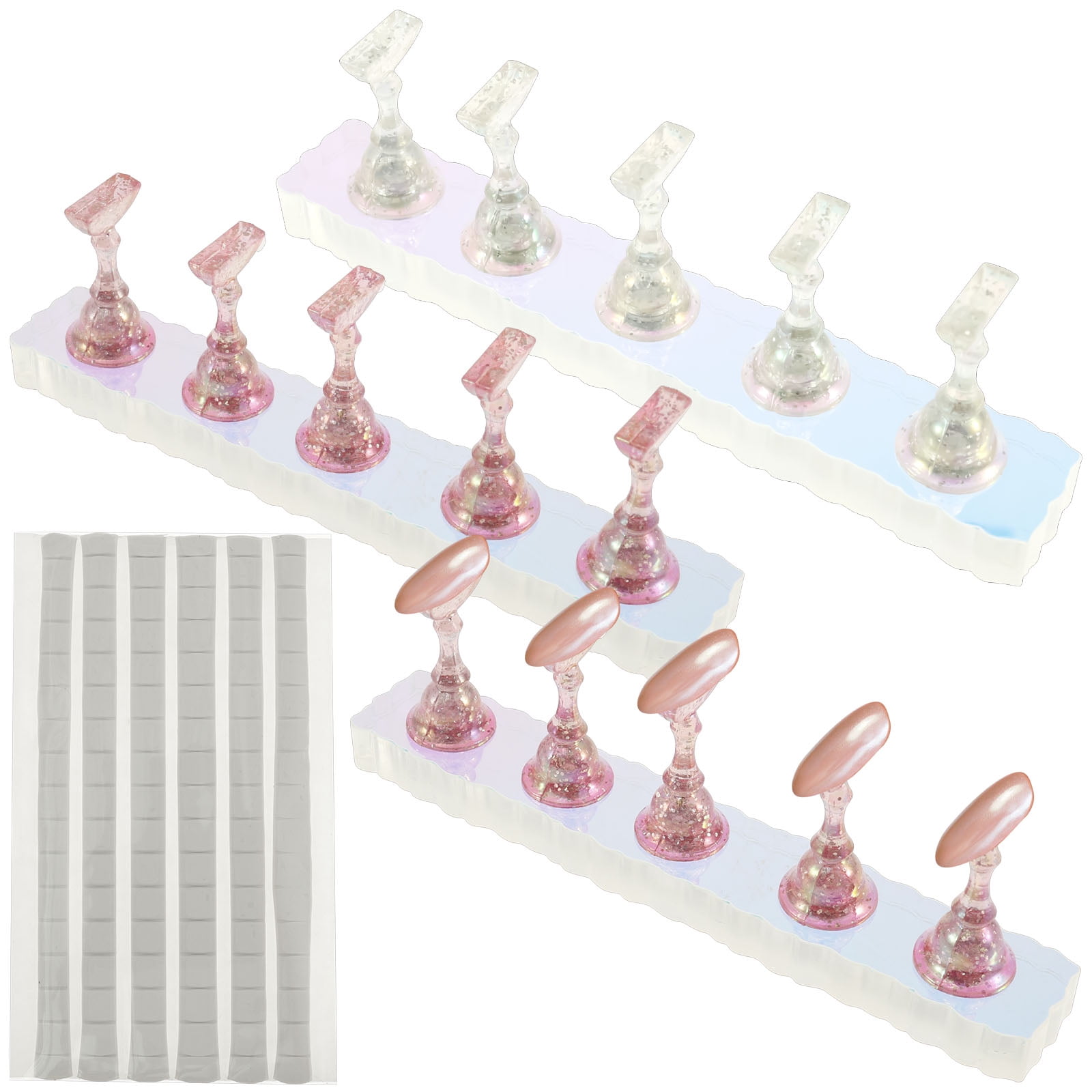 3 PCS Nail Stand for Press On Nails Display Practice Art Magnetic Fake ...