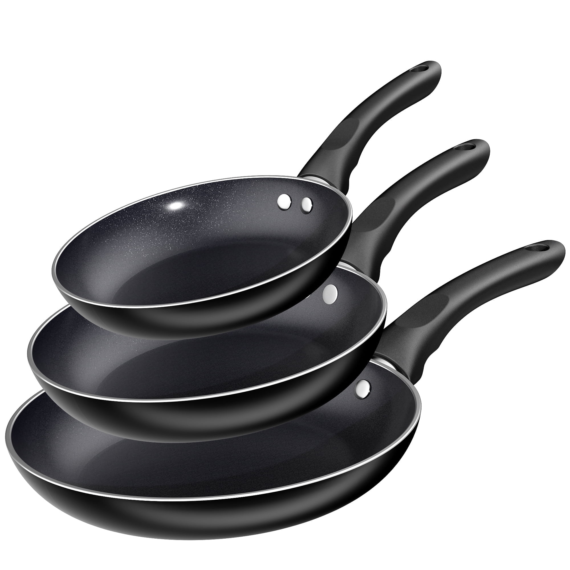 3 PCS Nonstick Frying Pan Set,Aluminum Skillet Set,8", 9.5", 11" Tri ...