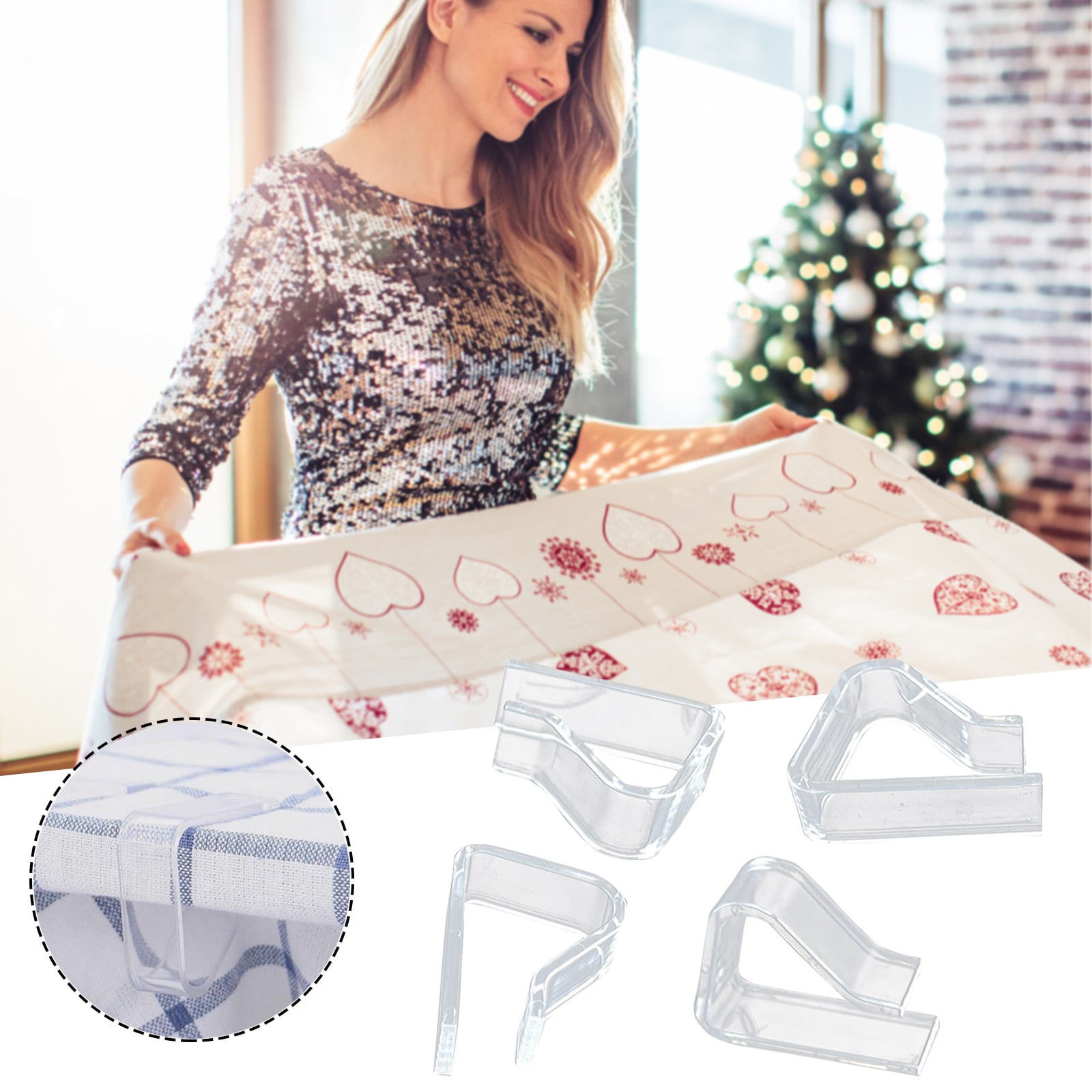3 PCS Of 4 Transparent Plastic Tablecloth Clips With Strong Fixing ...