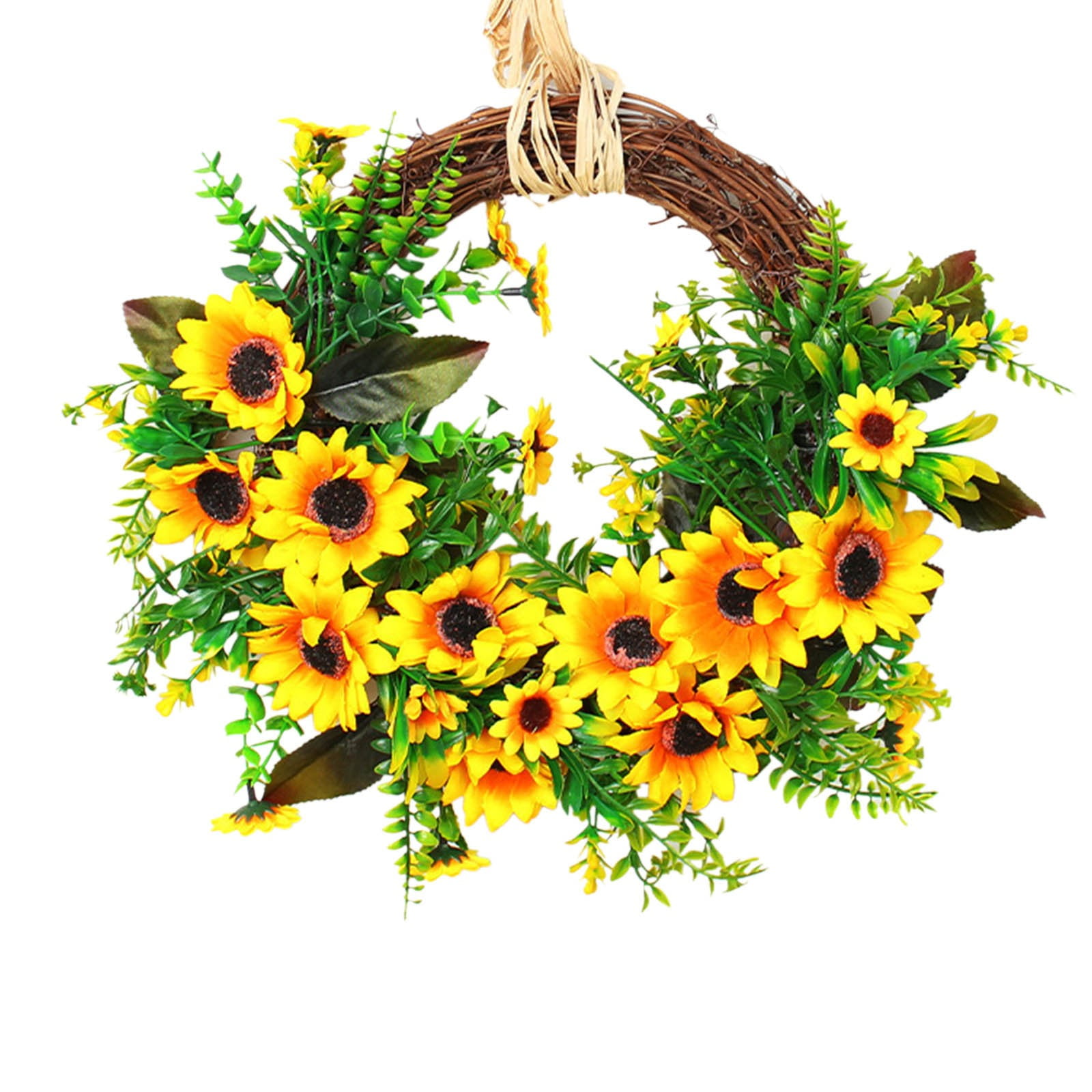 3 PCS Of New Style Garden Wind Rattan Sunflower Wreath Simulation ...