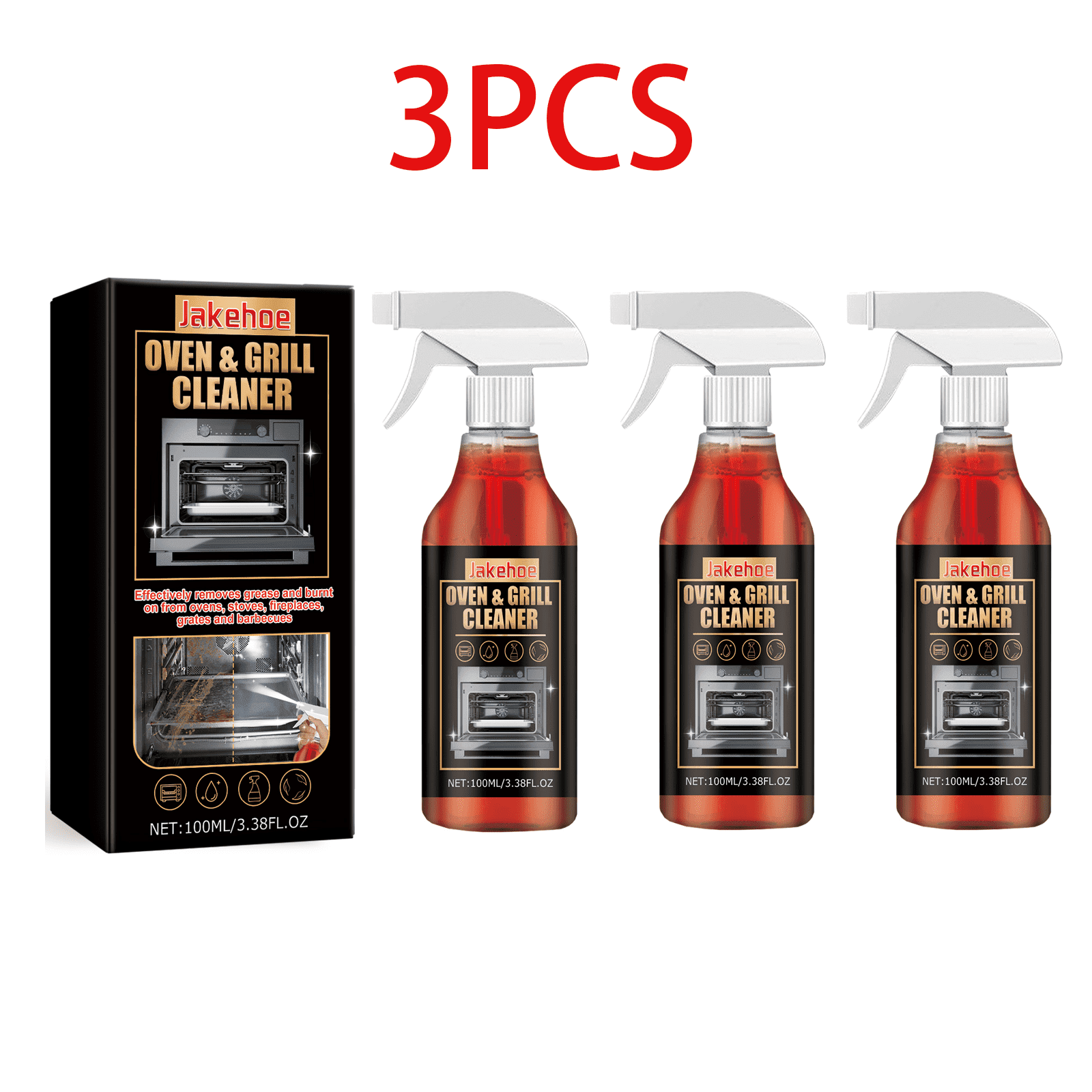 3 PCS Oven & Grill Foam Cleaner – Heavy-Duty Degreaser, Removes Burnt ...