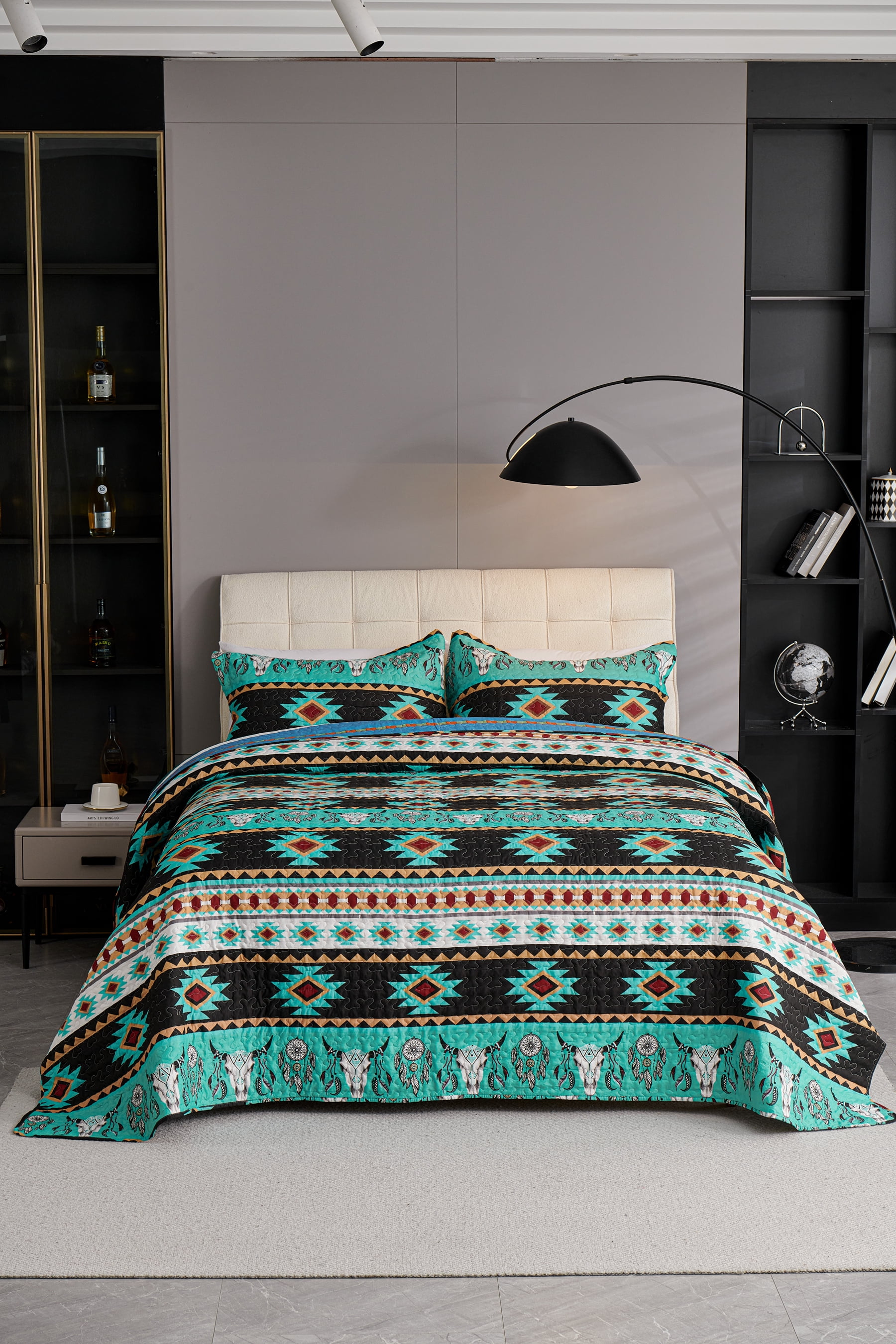 3 PCS Oversize Rustic Southwestern Quilt Set Western Bedding Bedspread ...