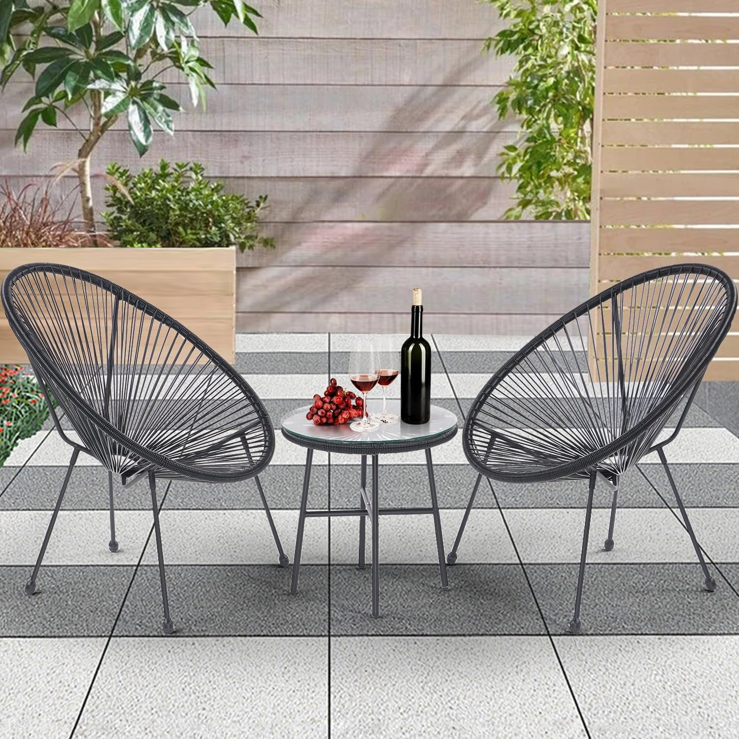 3 PCS Patio Bistro Set Outdoor Acapulco Patio Chair All-Weather Patio ...