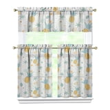3 PCS Pineapple Kitchen Curtains Set with Valance - Tropical Hawaiian ...