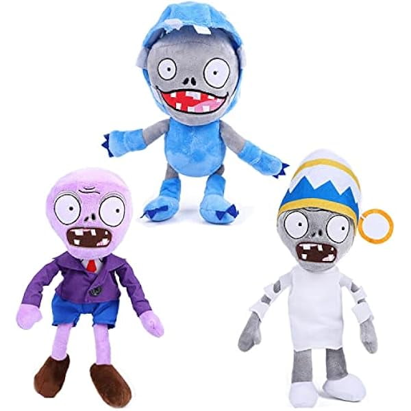 3 PCS Plants and Zombies Plush Buckethead Zombie Sets Toy Purple, 1 2 ...