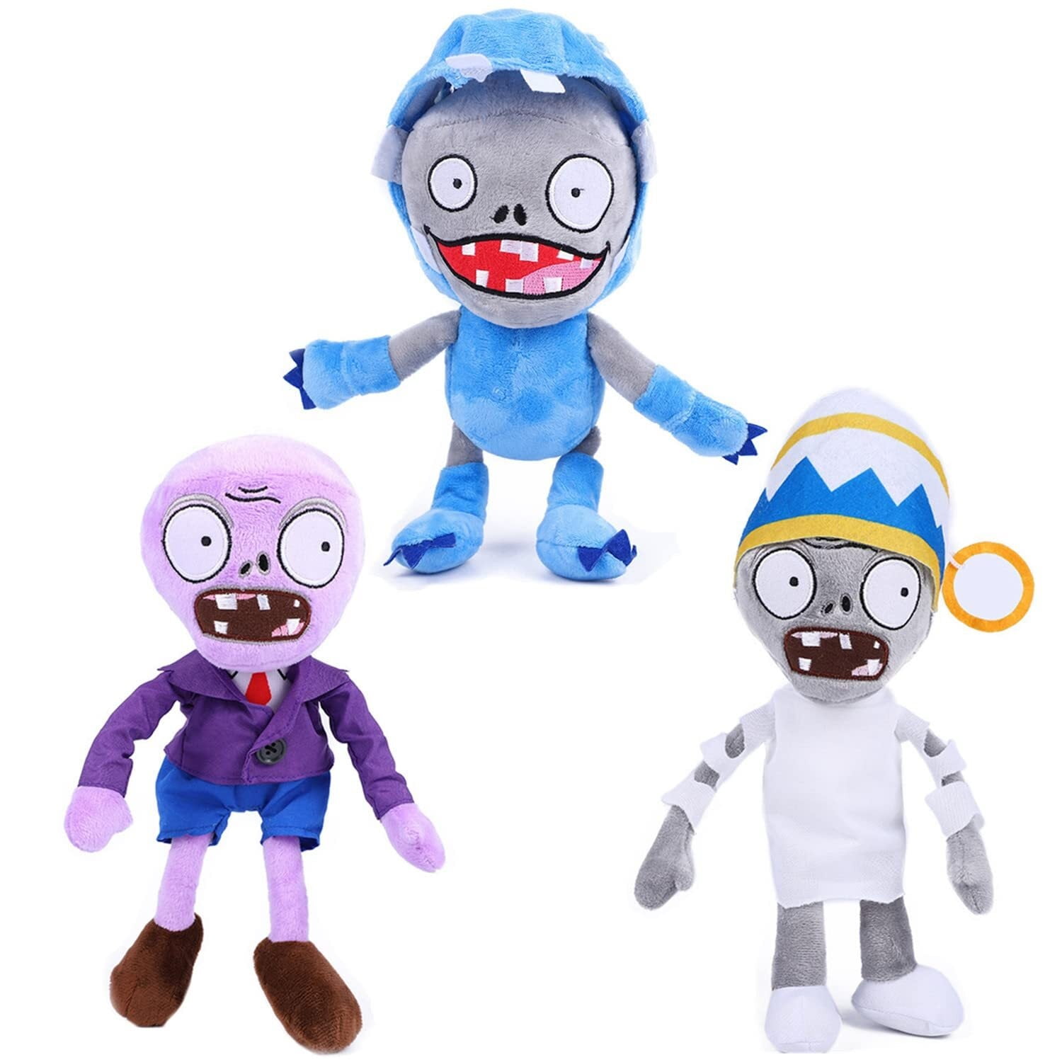 3 PCS Plants and Zombies Plush Buckethead Zombie Sets Toy Purple, 1 2 ...