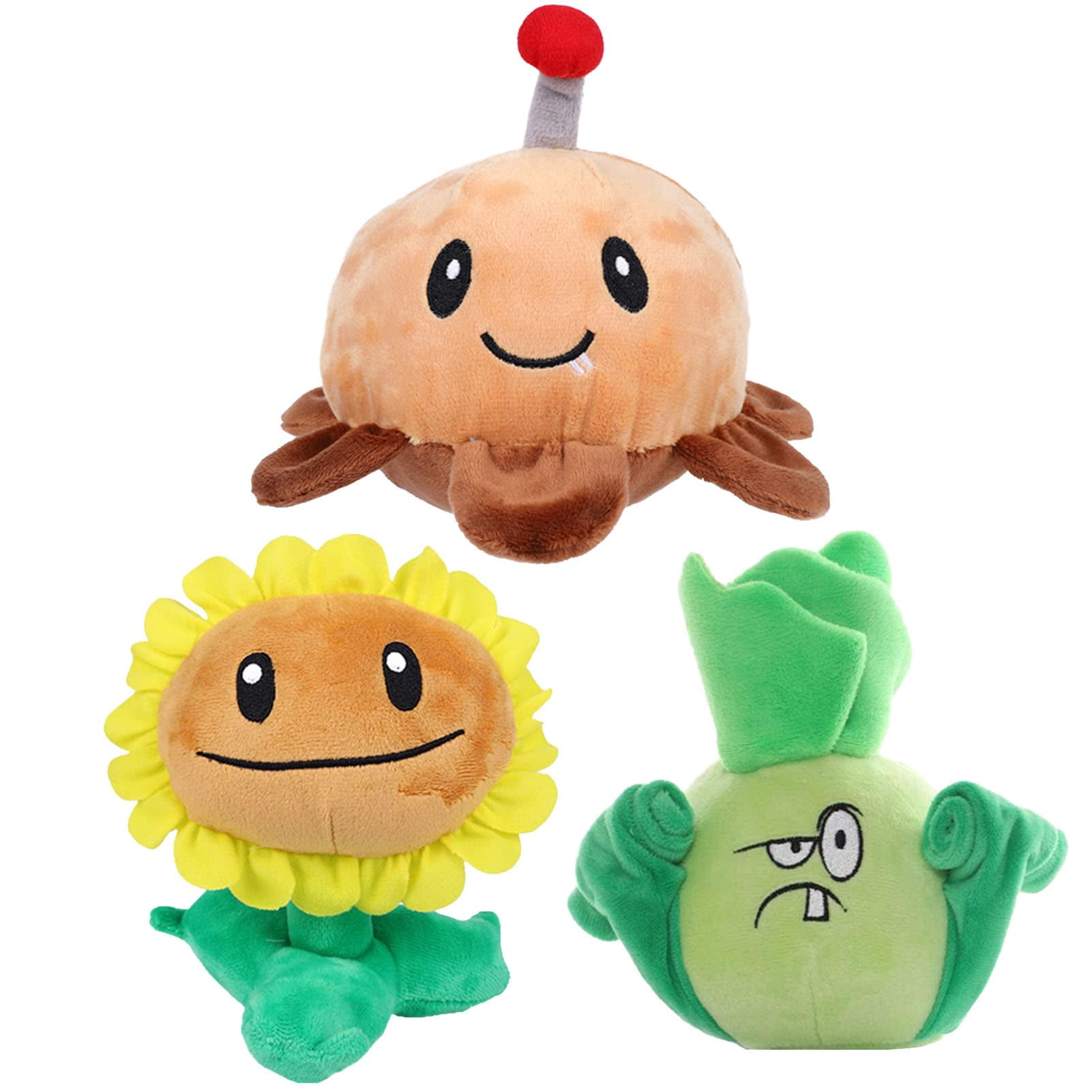 3 PCS Plants and Zombies Sunflower Plush Sets Zombies Toys, Potato Mine ...