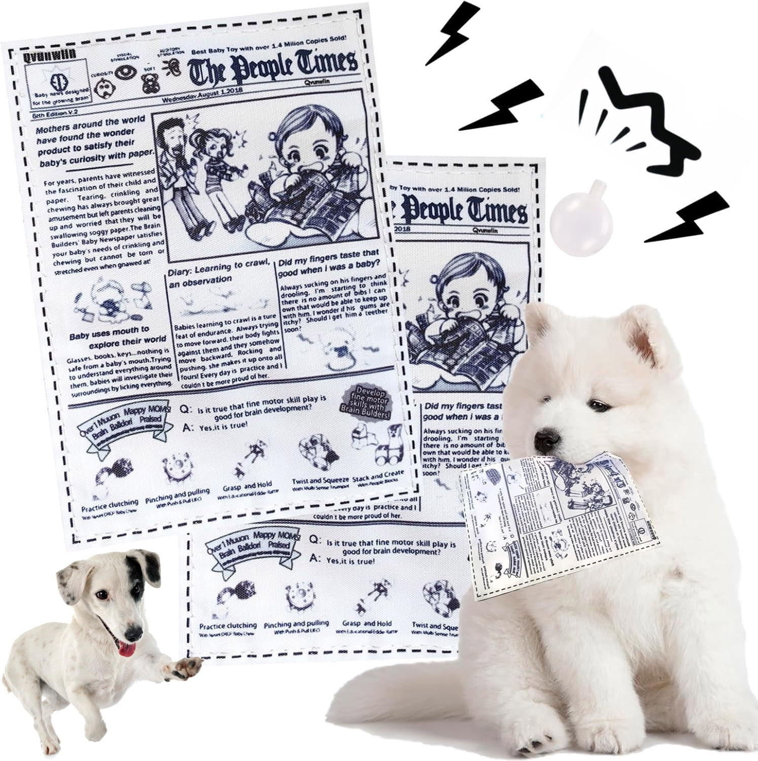 3 PCS Plastic Creaks Newspaper Crinkle Dog Pet Chew Toys, 600D Oxford ...