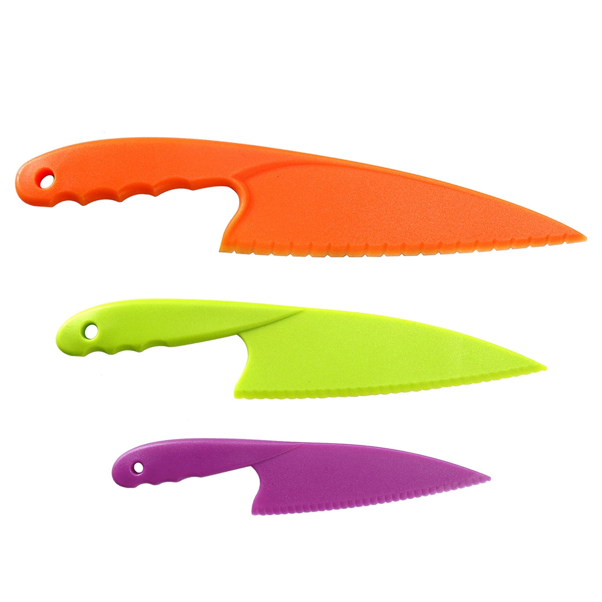 3 PCS Plastic Kitchen Knife Set, Nylon Kitchen Knives for Kids, Safe ...