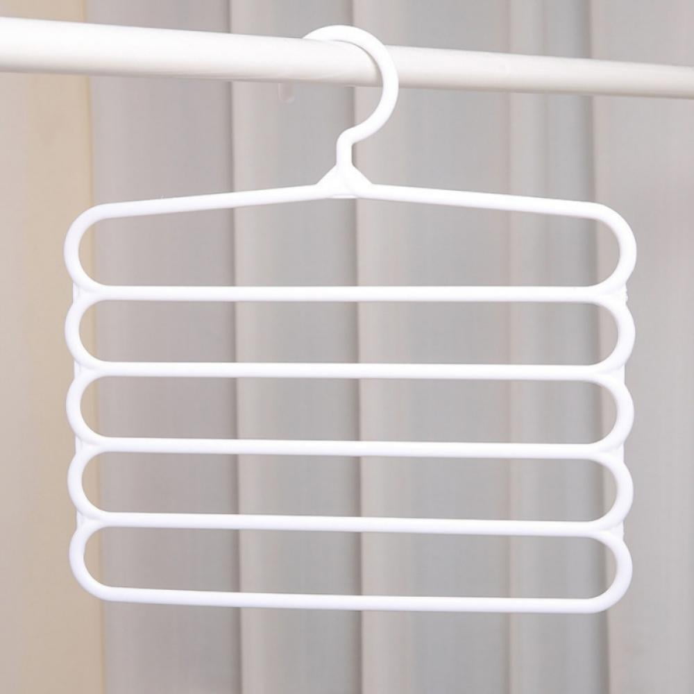 3 PCS Plastic Pants Hanger 5 Layers Space Saving Clothes Slack Hanger ...