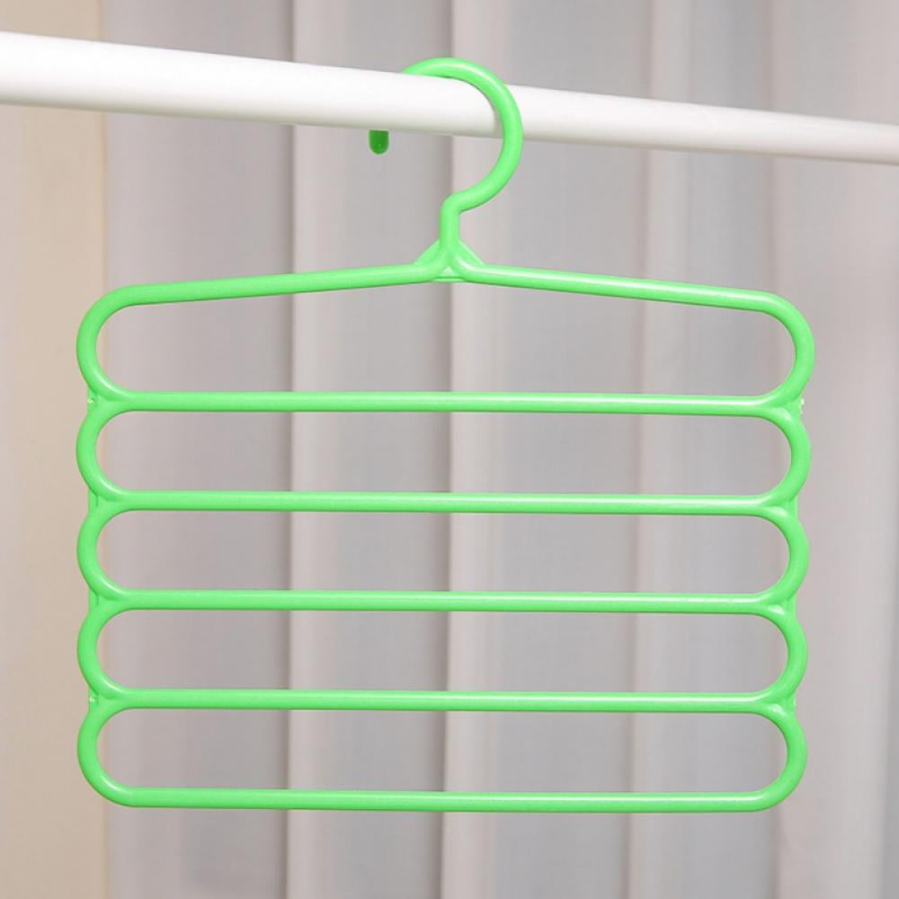 3 PCS Plastic Pants Hanger 5 Layers Space Saving Clothes Slack Hanger ...