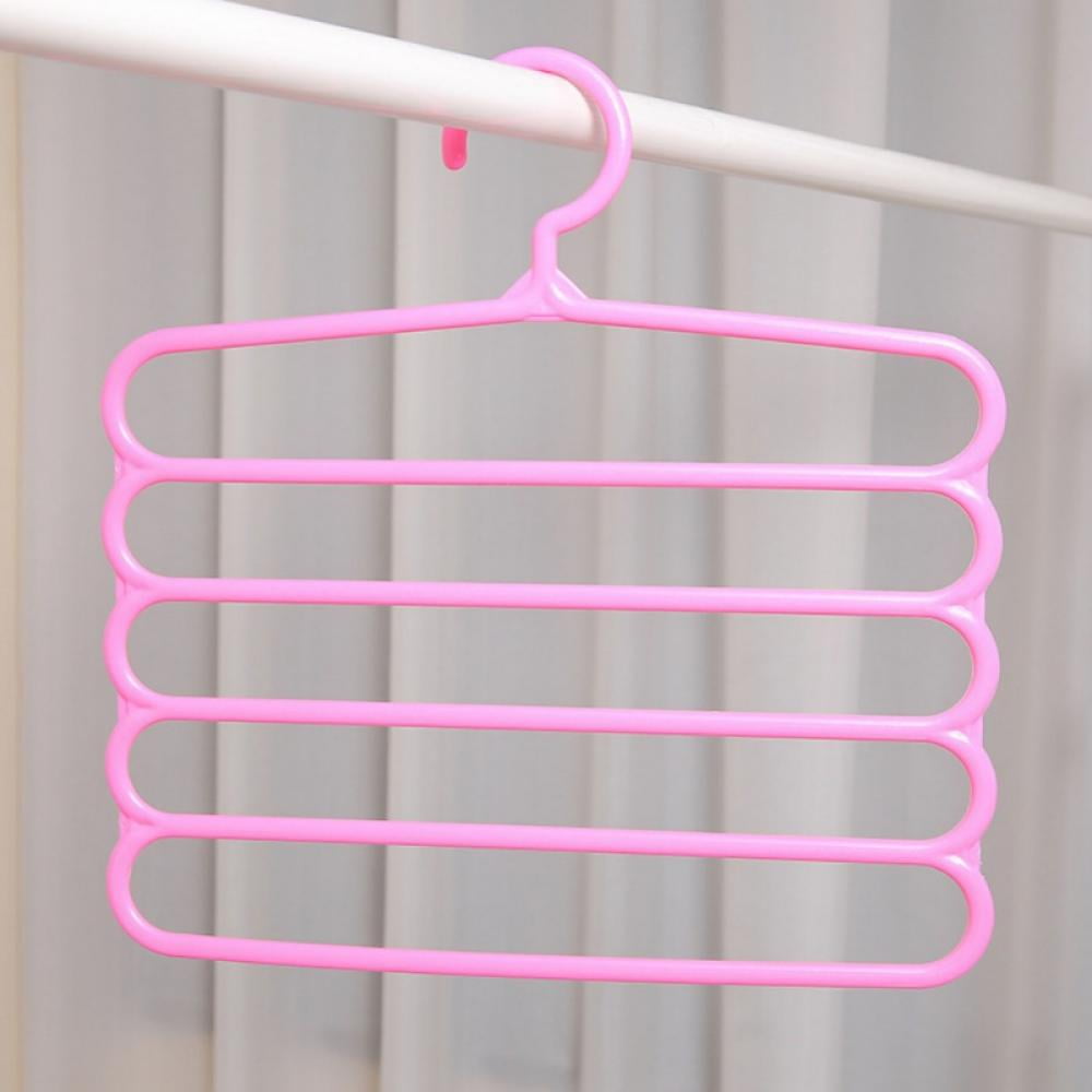 3 PCS Plastic Pants Hanger 5 Layers Space Saving Clothes Slack Hanger ...