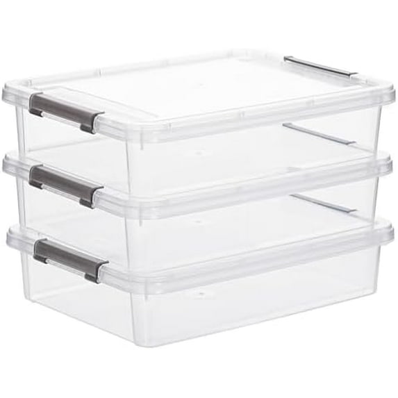 3 PCS Plastic Storage Bins with Latching Lids Portable Project Case ...