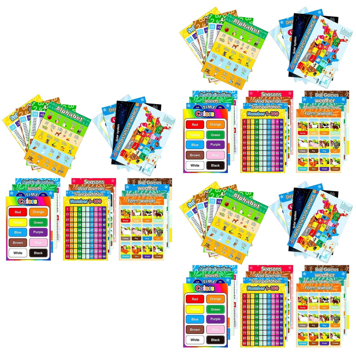 3 PCS Preschool Education Poster Kids Posters Child Colorful - Walmart.com
