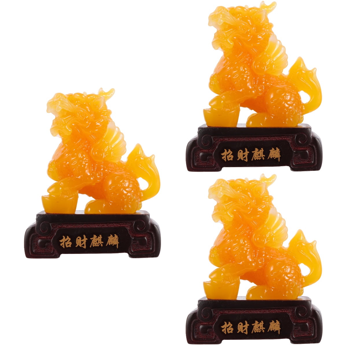 3 PCS Resin Kylins Statue Animals Roosters Decor Highland Cow Pig ...