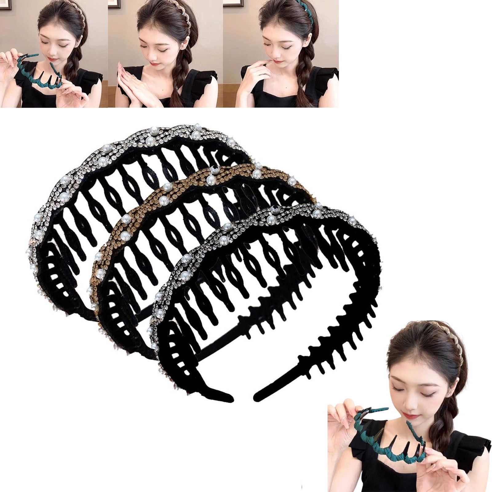 3 PCS Retro High Skull Pearl Headband, with Teeth High Cranium ...
