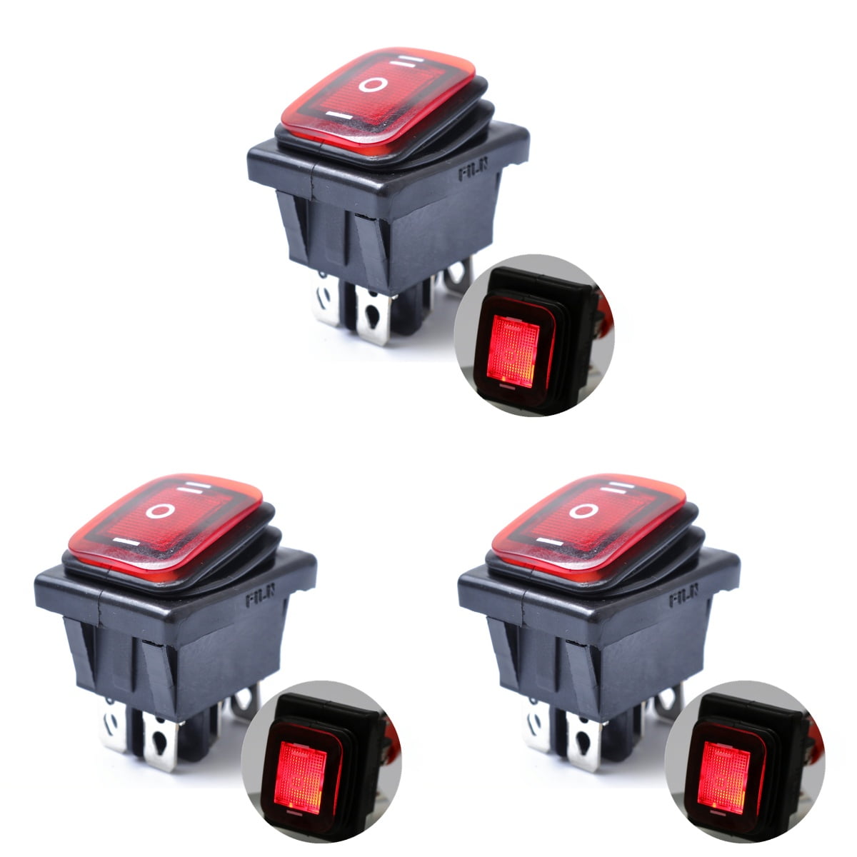 3 PCS Rocker Waterproof Boat Switches Marine Toggle 6 Pin Red - Walmart.com