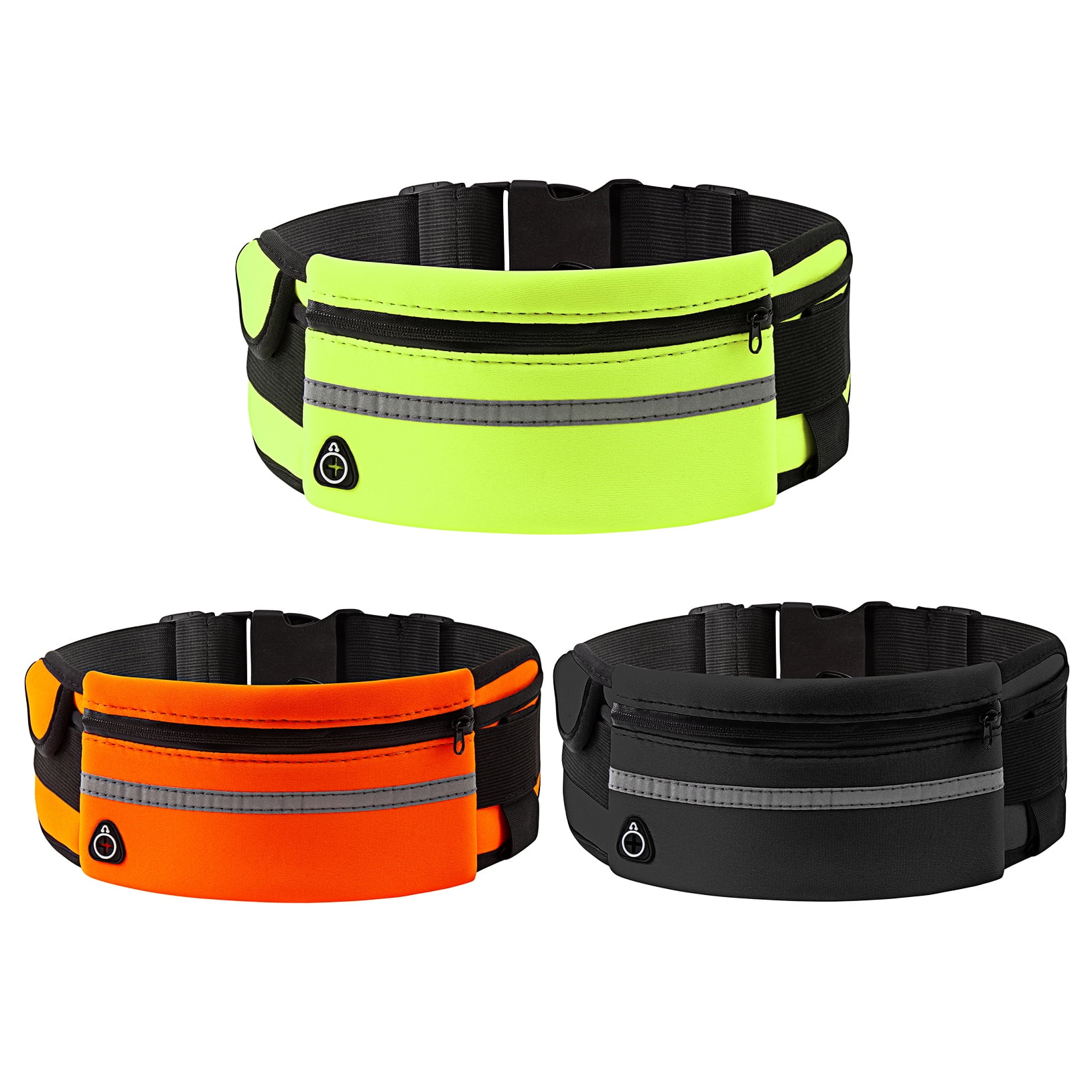 3 PCS Running Belt Pack, Waist Zip Pouch Bag with Adjustable Belt ...