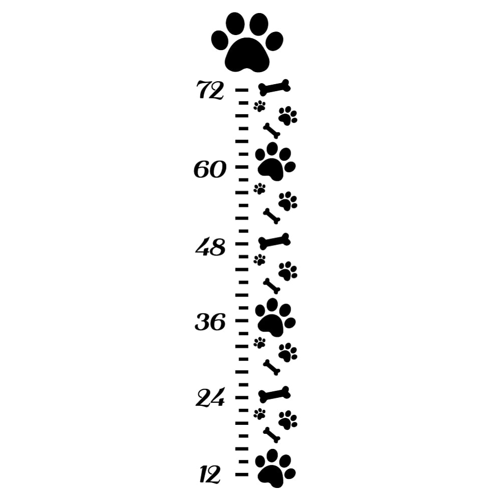 3 PCS/Set Height Chart Paw Prints Height Chart Black Pet Paw Wall ...