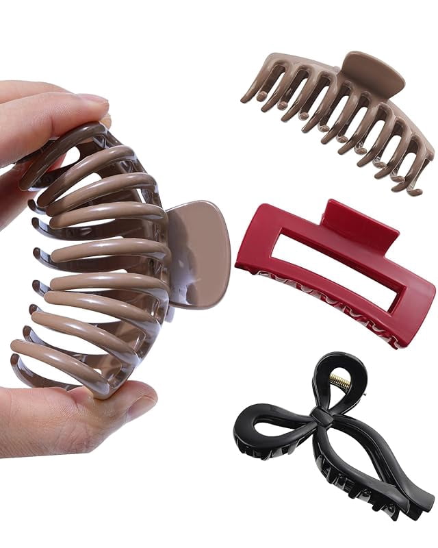 3 PCS Silicone Flexible Hair Claw Clips for Women Soft Bendable Claw ...