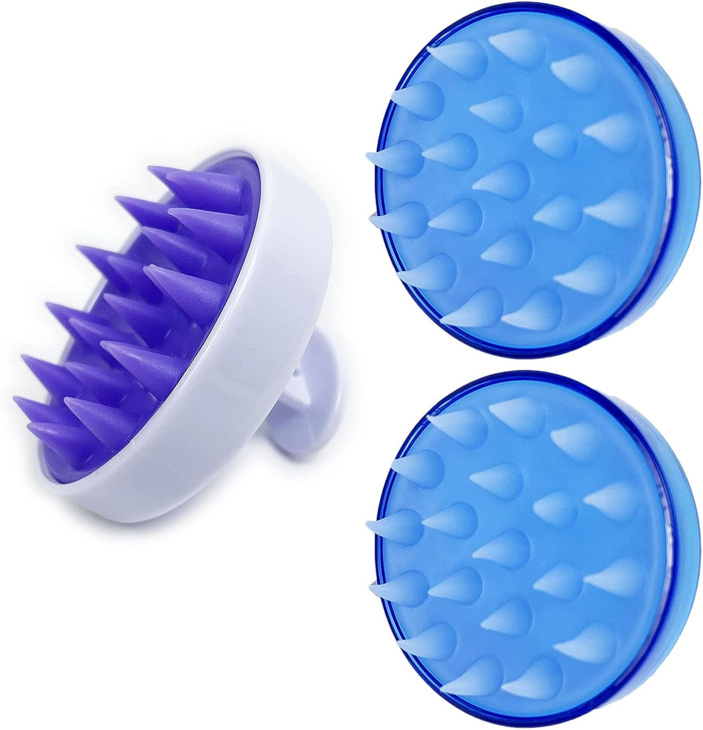 3 PCS Silicone Hair Scalp Massager, Wet Dry Comb Shampoo Brush, Shower Head Massage, For all ...
