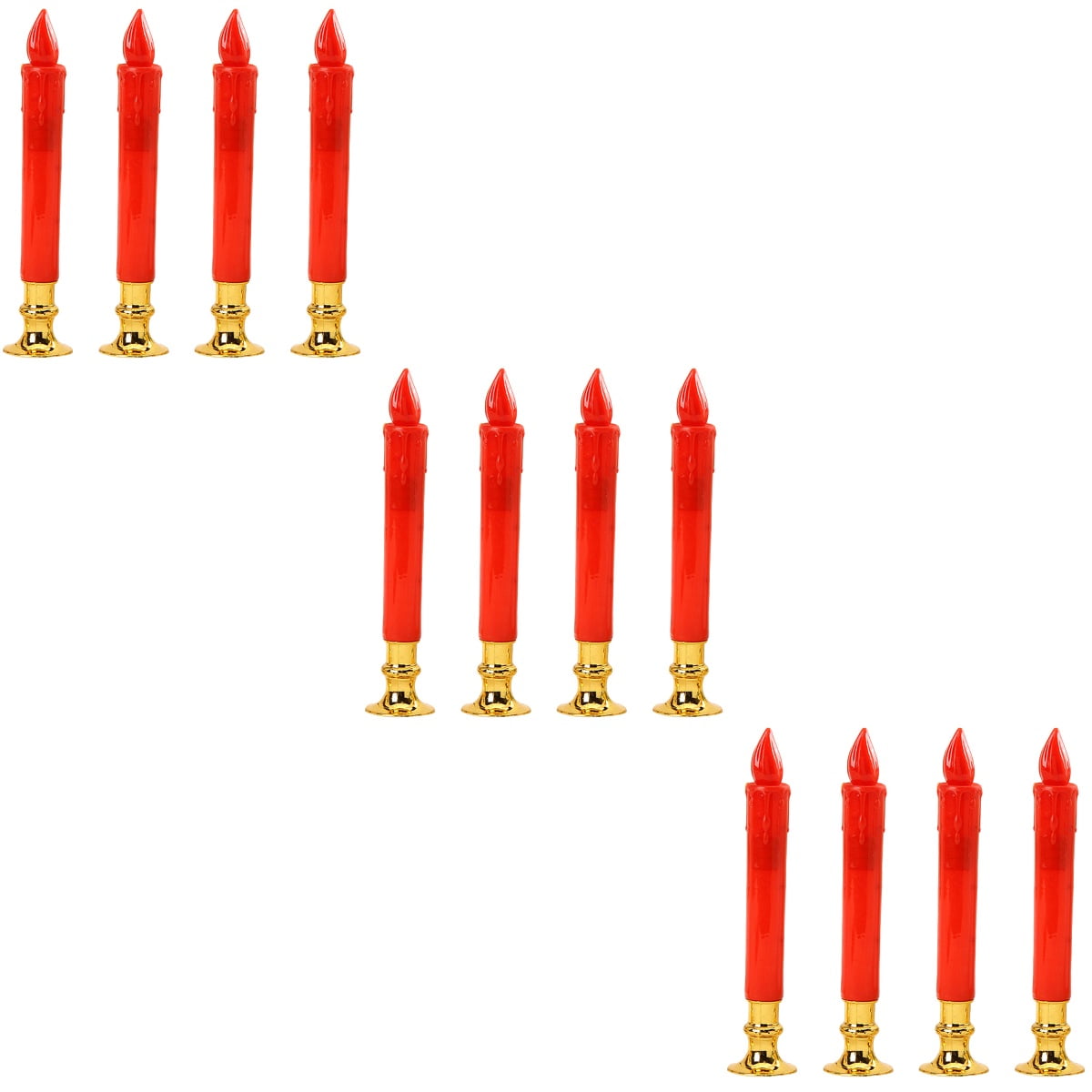 3 PCS Simulation Candle Light Solar Candlesticks Rechargeable Red ...