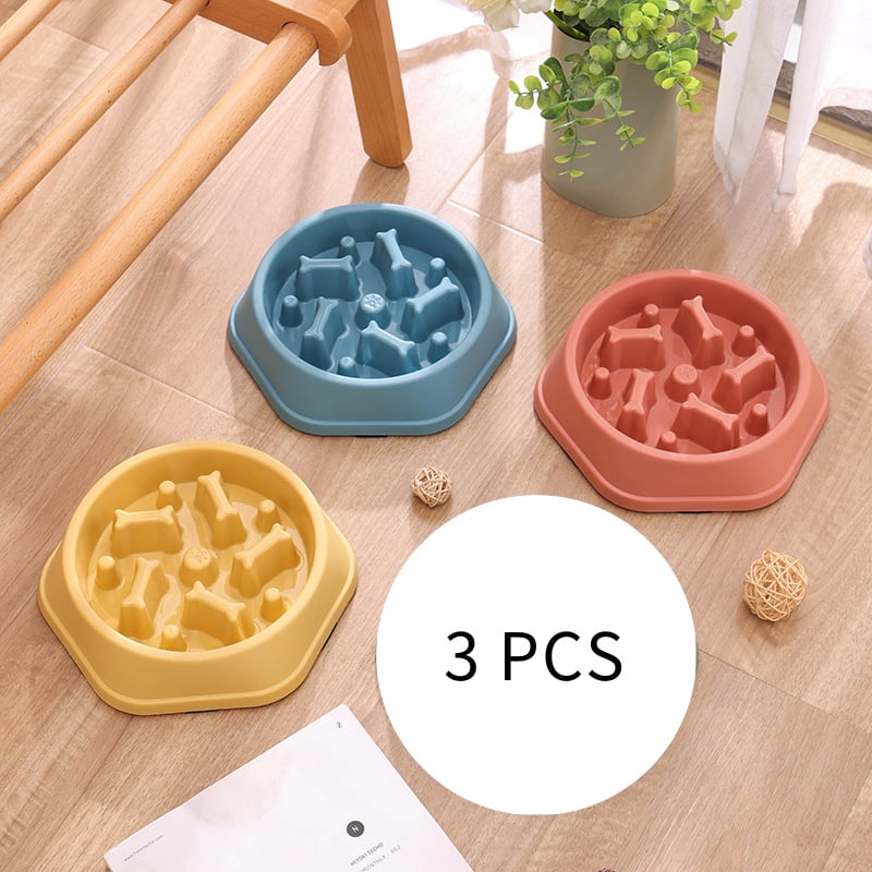 3 PCS Slow Feeder Dog Bowl Anti-Chocking Slower Feeding Pet Puzzle ...