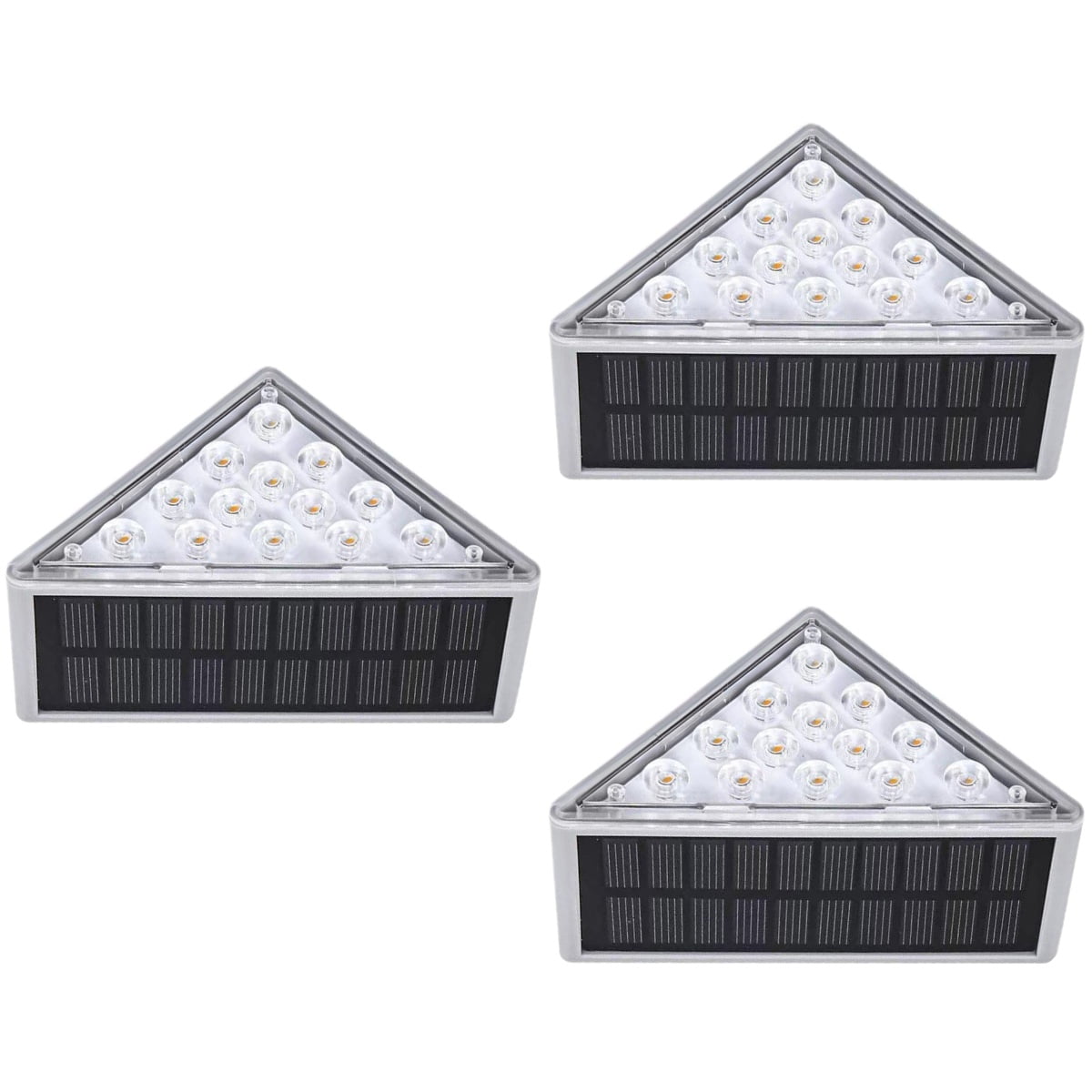 3 PCS Solar Step Light Railing Power Lights for Outdoors Lamp White ...
