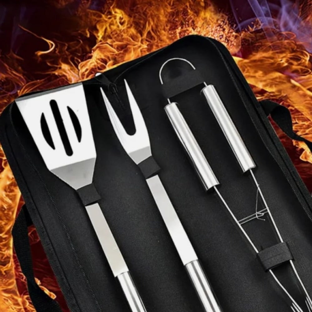 3 PCS Stainless Steel BBQ Grill Utensils Set - Walmart.com