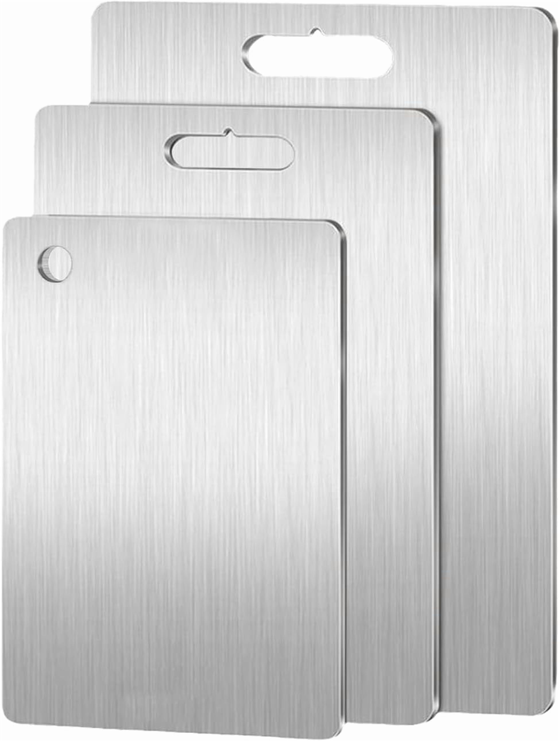 3 PCS Stainless Steel Cutting Board for Kitchen, 3 Sizes Double-Sided ...