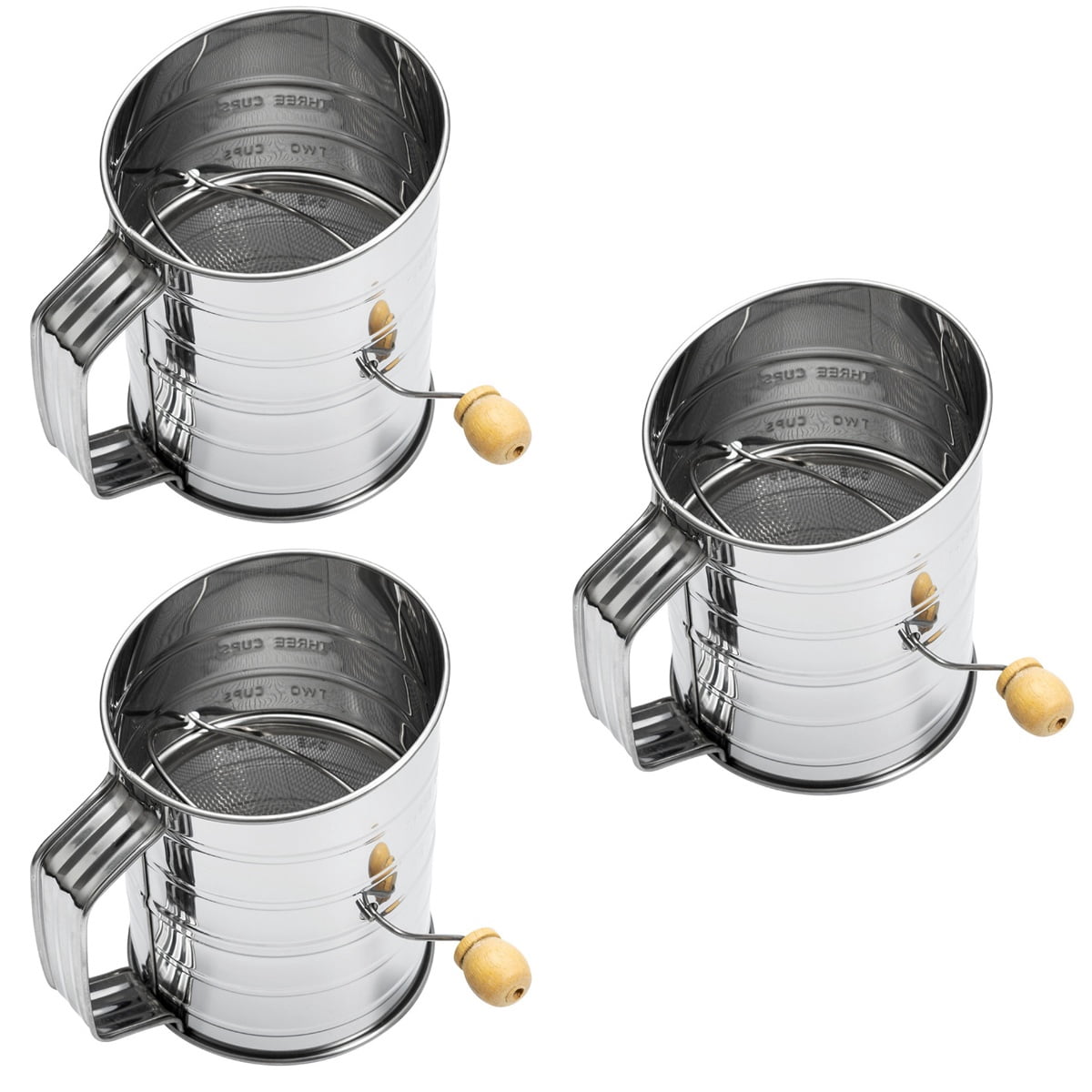 3 PCS Stainless Steel Flour Sieve Large Craft Sticks Drink Silver ...