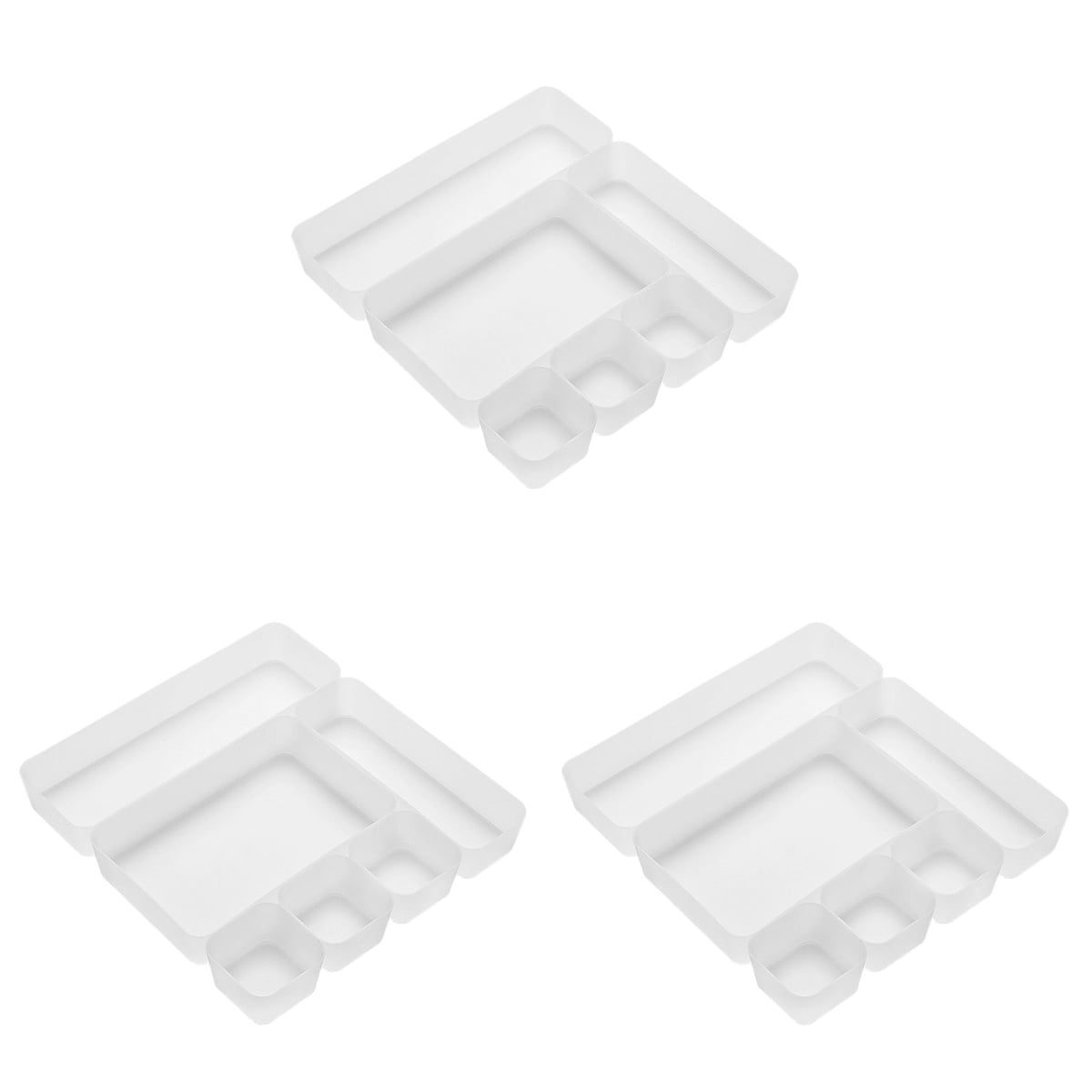 3 PCS Storage Bins Drawer Divider Plastic Organizer Square Box ...