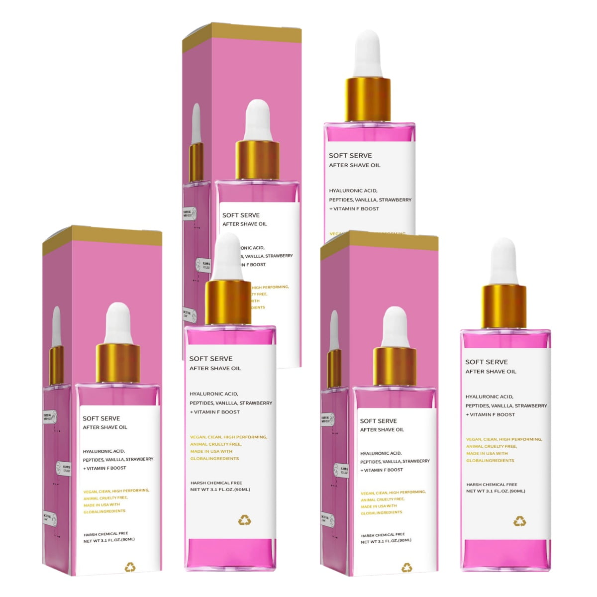 3 PCS Strawberry After Shave Oil Women for Smooth Skin, Soft Serve ...