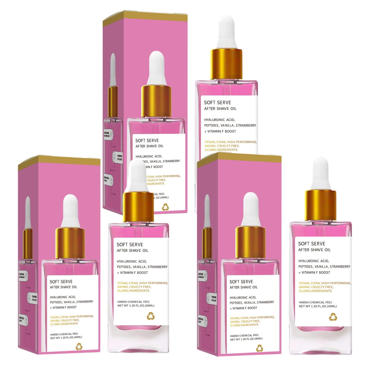 3 PCS Strawberry After Shave Oil Women for Smooth Skin, Soft Serve ...