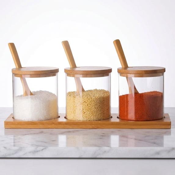 3 PCS Stylish Simple Condiment Canisters Pots Set, Decorative Storage ...