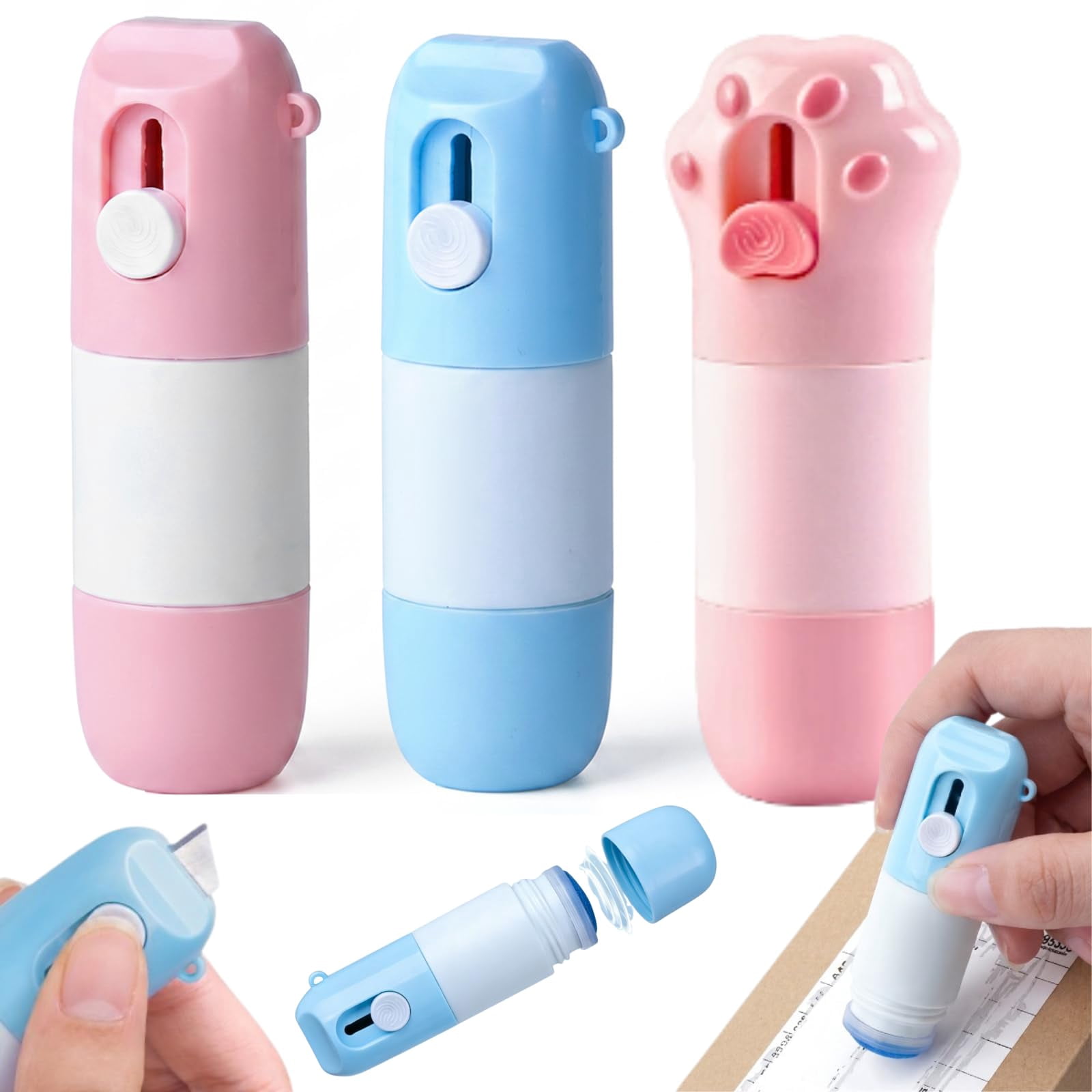 3 PCS Thermal Paper Eraser Pen and Paper Cutter, 2 in 1 Privacy Wipe ...