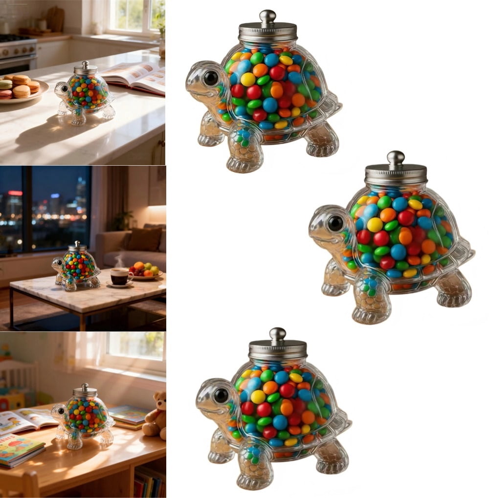 3 PCS Turtle Glass Storage Jar, Airtight Lid Pet Treat & Cookie ...