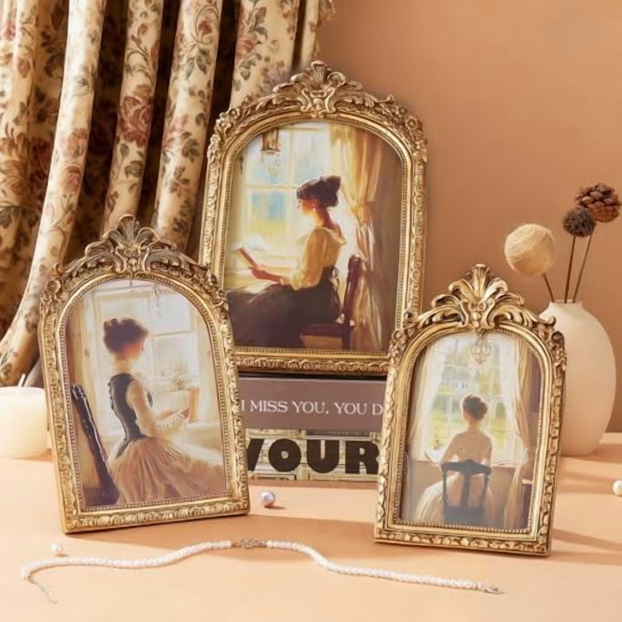 3 PCS Vintage Picture Frames 4x6, 5x7, 6x8 Inch Wall & Tabletop Picture ...