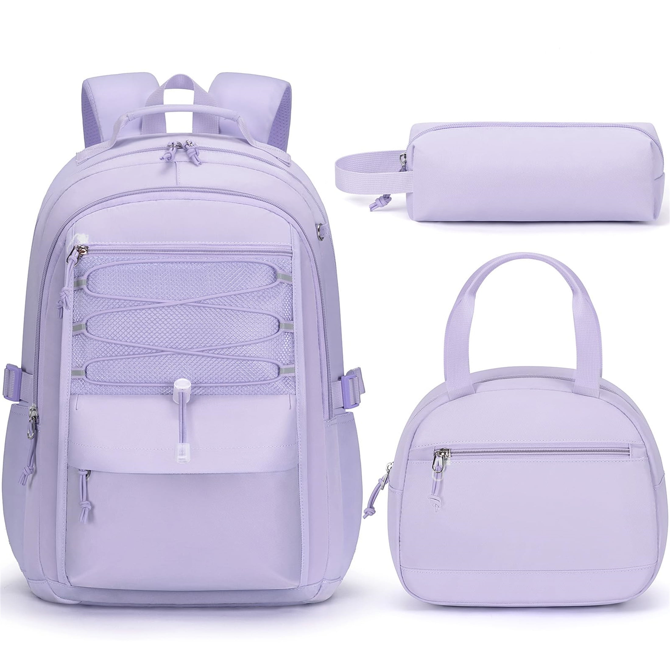 3 PCS Waterproof Backpack with Lunch Box & Pencil Case, Lightweight ...