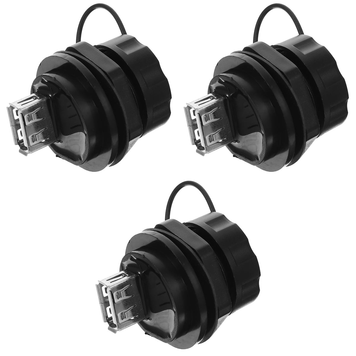 3 PCS Waterproof Connector USB Accessory Pass Through Adapter Black ...