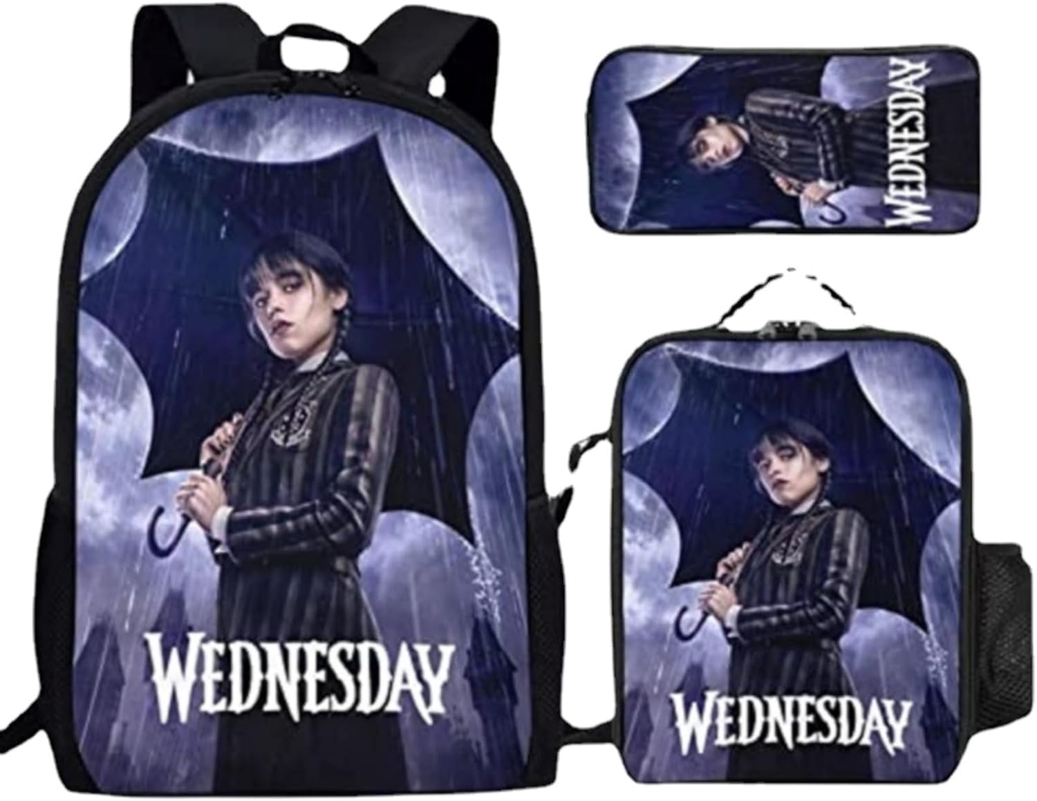3 PCS Wednesday Backpack 17 Inch Laptop Bag Teen Backpack with Travel ...