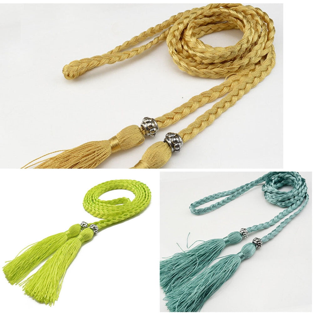 3 PCS Women Braided Tassel Belt Woven Knot Decor Waist Rope Self Tie ...