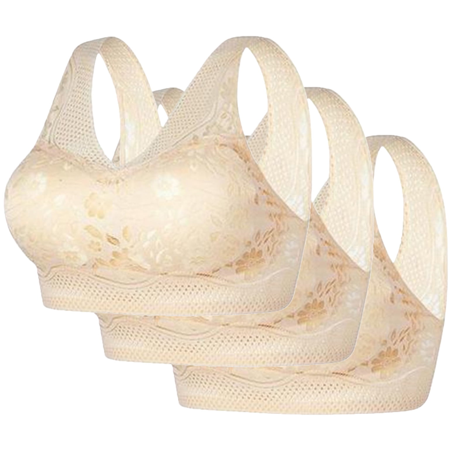 3 PCS Women Everyday Bra Plus Size Lace Bralettes Full Coverage ...