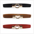 3 PCS Women Thin Belts Bow Ring Crystal Buckle Belt Stretch Elastic ...
