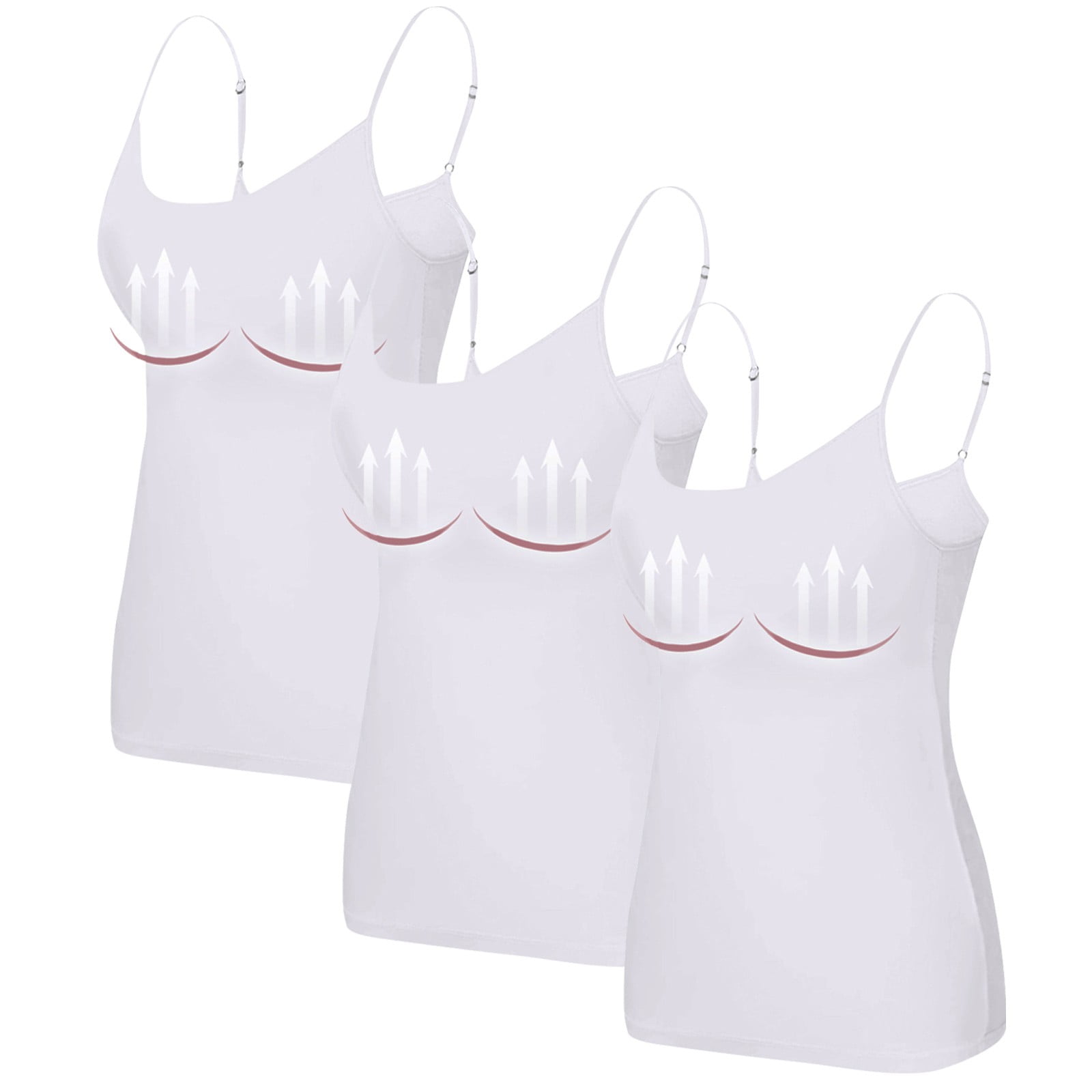 3 PCS Womens Tank Tops with Built In Bra Shelf Bra Camisoles Adjustable ...