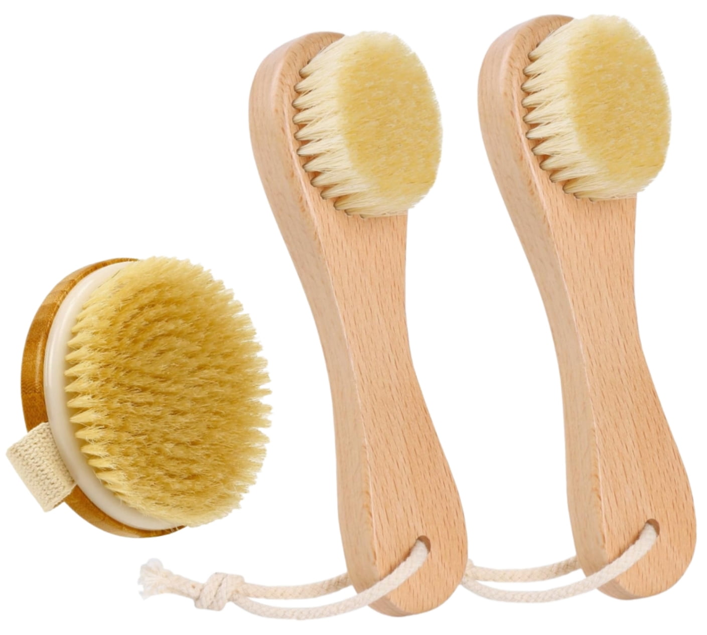 3 PCS Wooden Facial Cleansing Brush Bamboo, Dry Body Brushes Wood ...