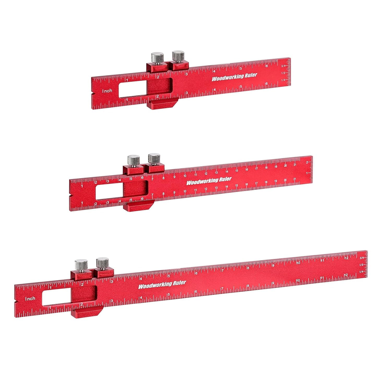 3 PCS Woodworking Ruler Set, Precision Pocket Ruler with Adjustable ...